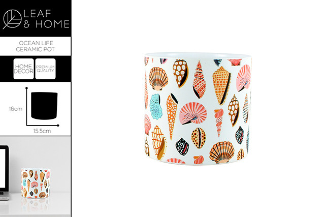 OCEAN LIFE CERAMIC POT 16 X 15CM